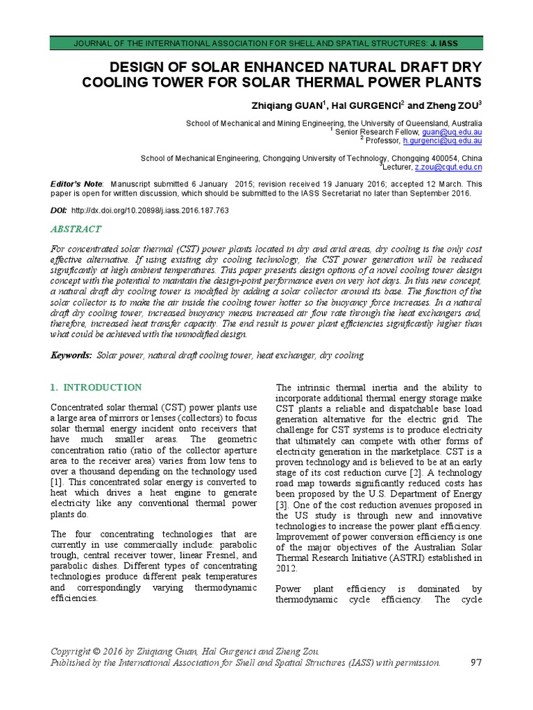 Design of Solar Enhanced Natural Draft Dry Cooling Tower For Solar ...