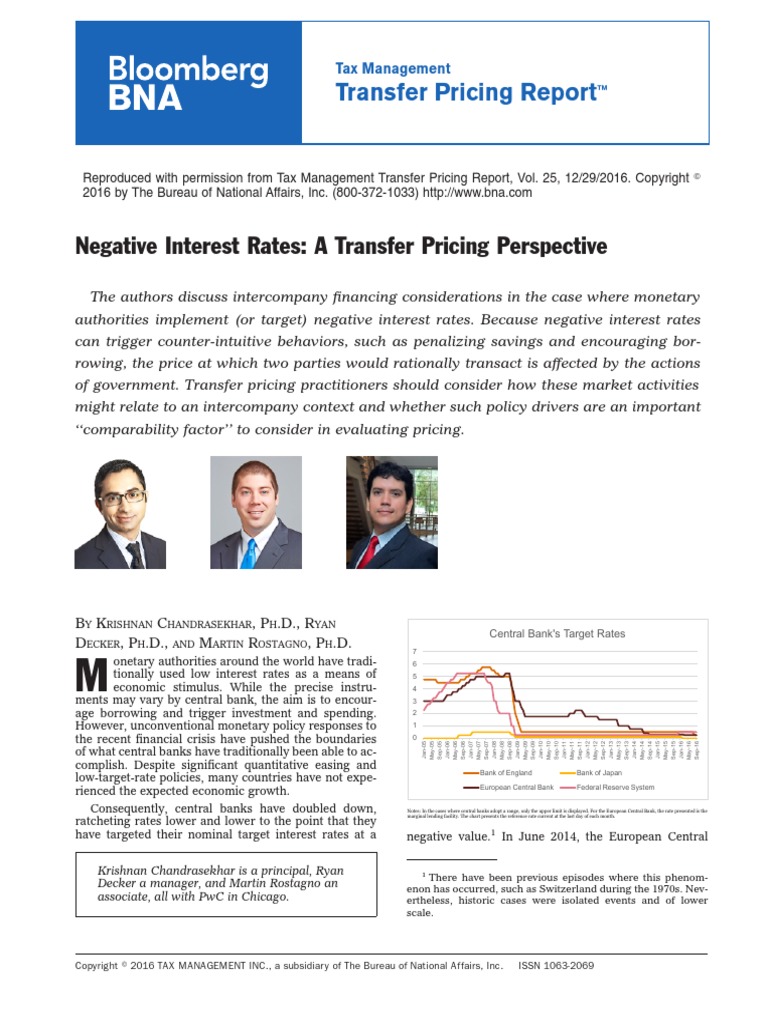 Bloomberg Bna Transfer Pricing Report Negative Interest Rates A ...