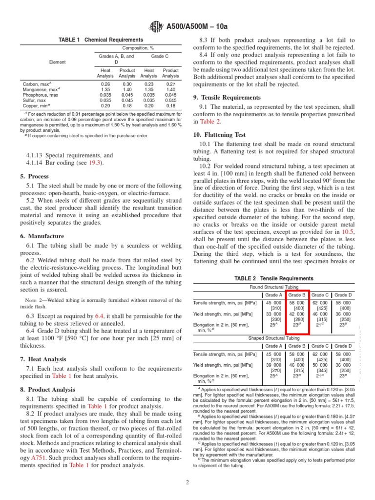 Astm A 500 GRB | PDF | Pipe (Fluid Conveyance) | Strength Of Materials