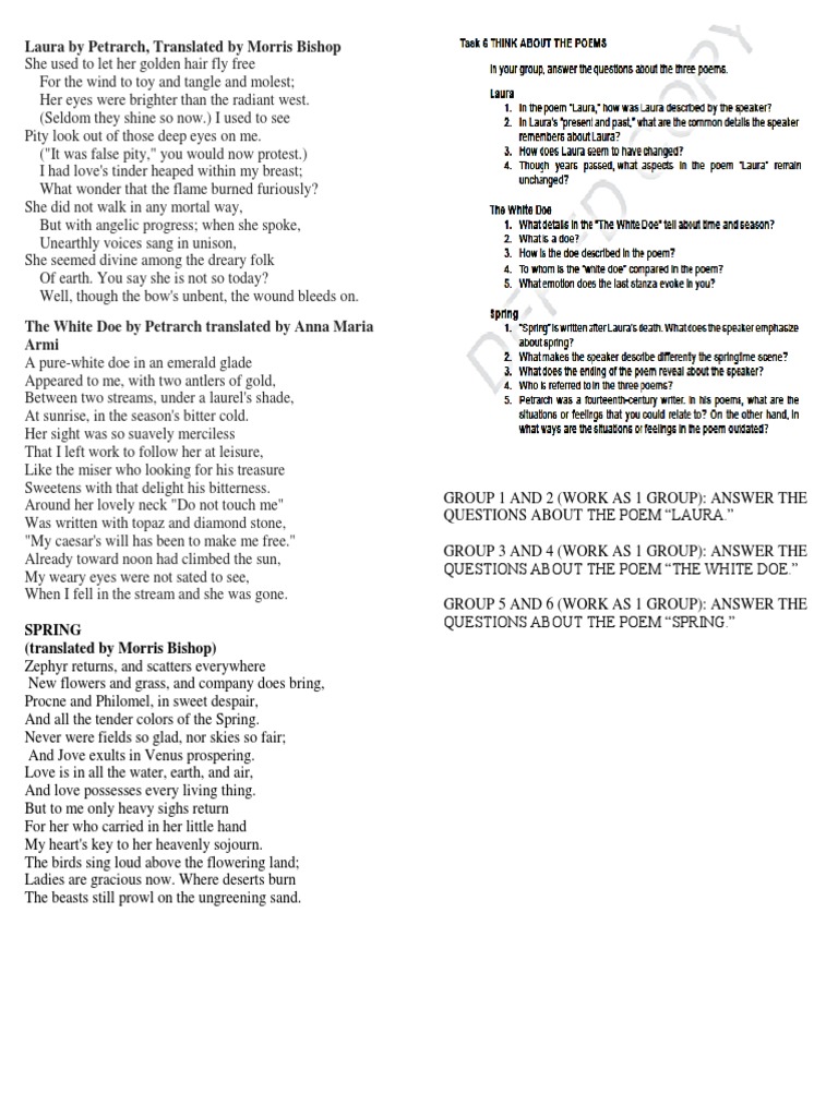 Laura by Petrarch | PDF