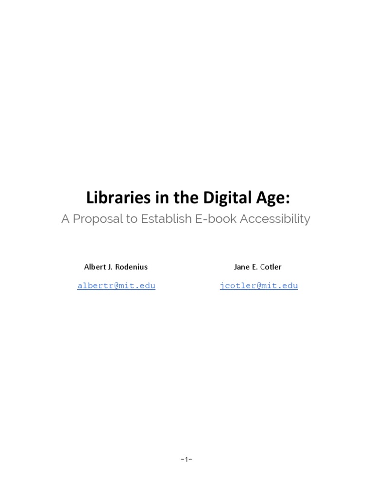 Libraries in The Digital Age:: A Proposal To Establish Ebook ...