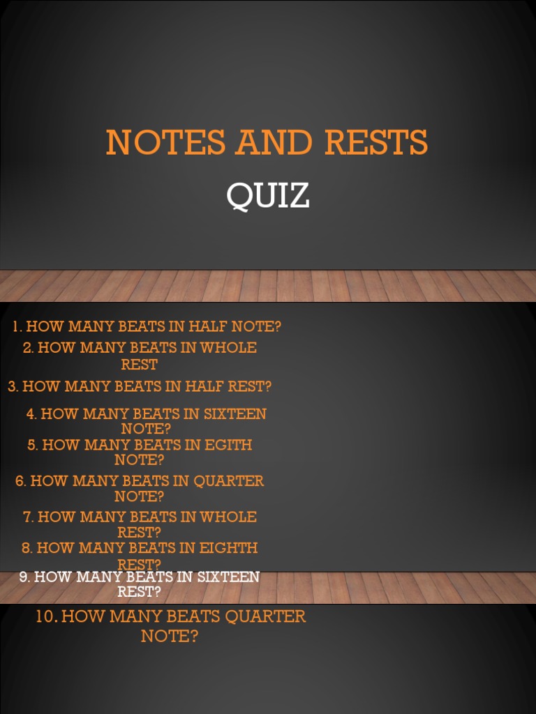 Notes and Rests QUIZ | PDF
