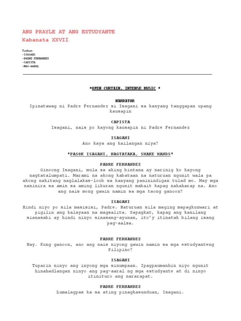 El Fili Kabanata 27 Script | PDF