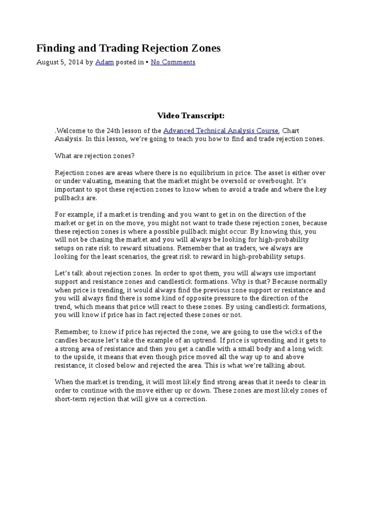 Trading Rejection Zones Explained | PDF | Technical Analysis | Market ...