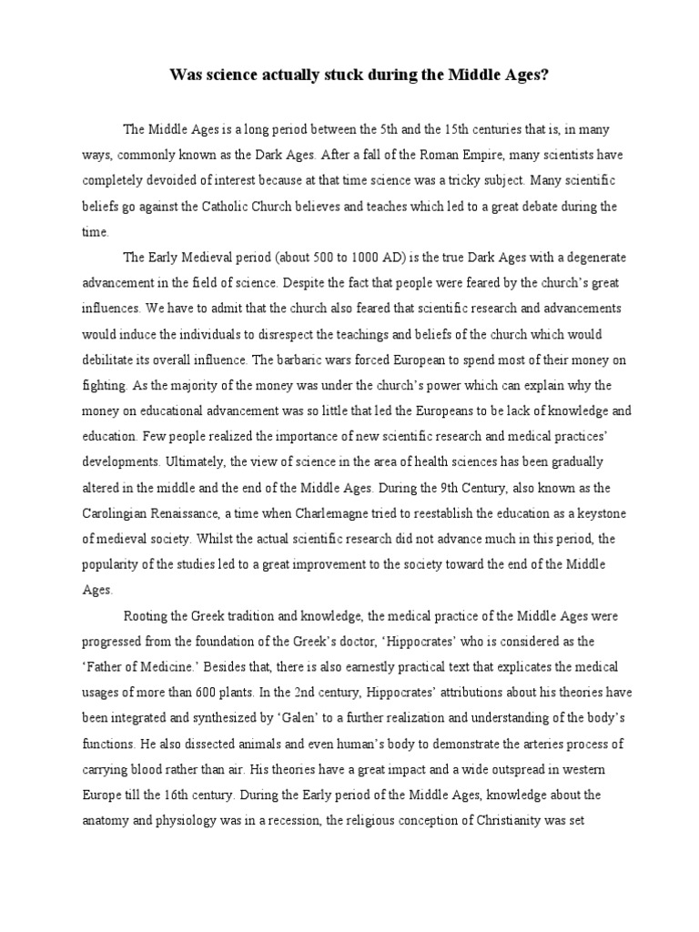 History Essays | PDF | Middle Ages | Science