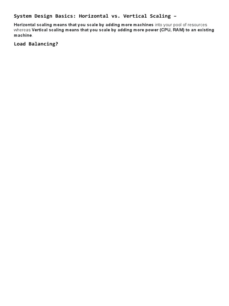 System Design Basics: Horizontal vs. Vertical Scaling | PDF | Computers