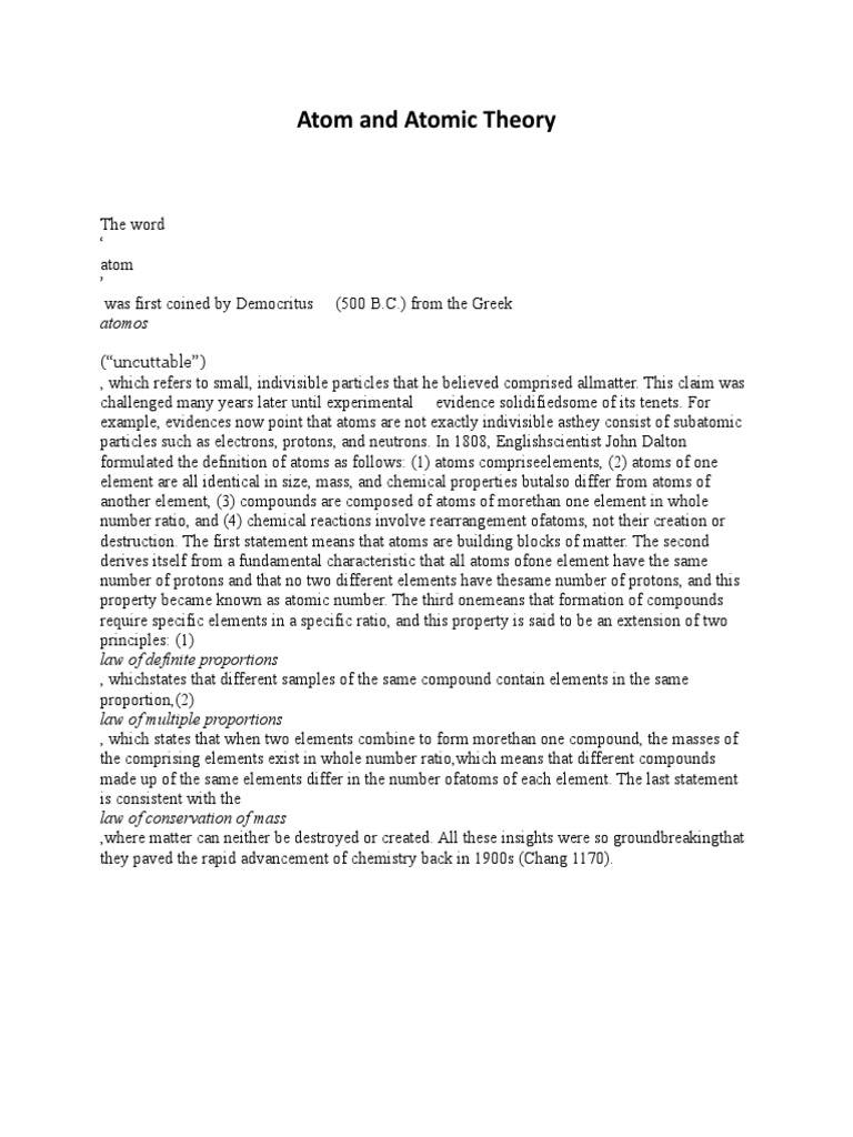 Atom and Atomic Theory: Atomos | PDF | Philosophy | Science & Mathematics