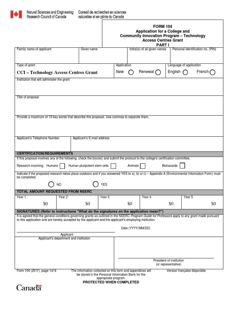 CCI - Technology Access Centres Grant: New Renewal English French | PDF ...