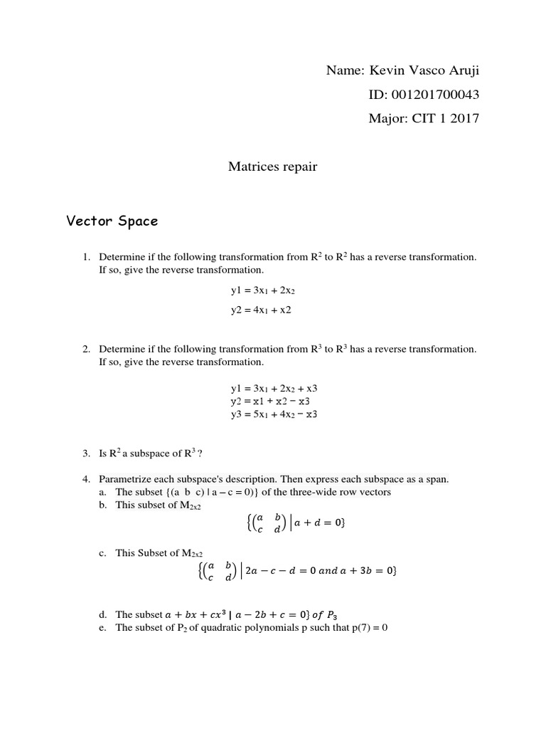 Matri KKK KKKKK | PDF | Linear Subspace | Matrix (Mathematics)