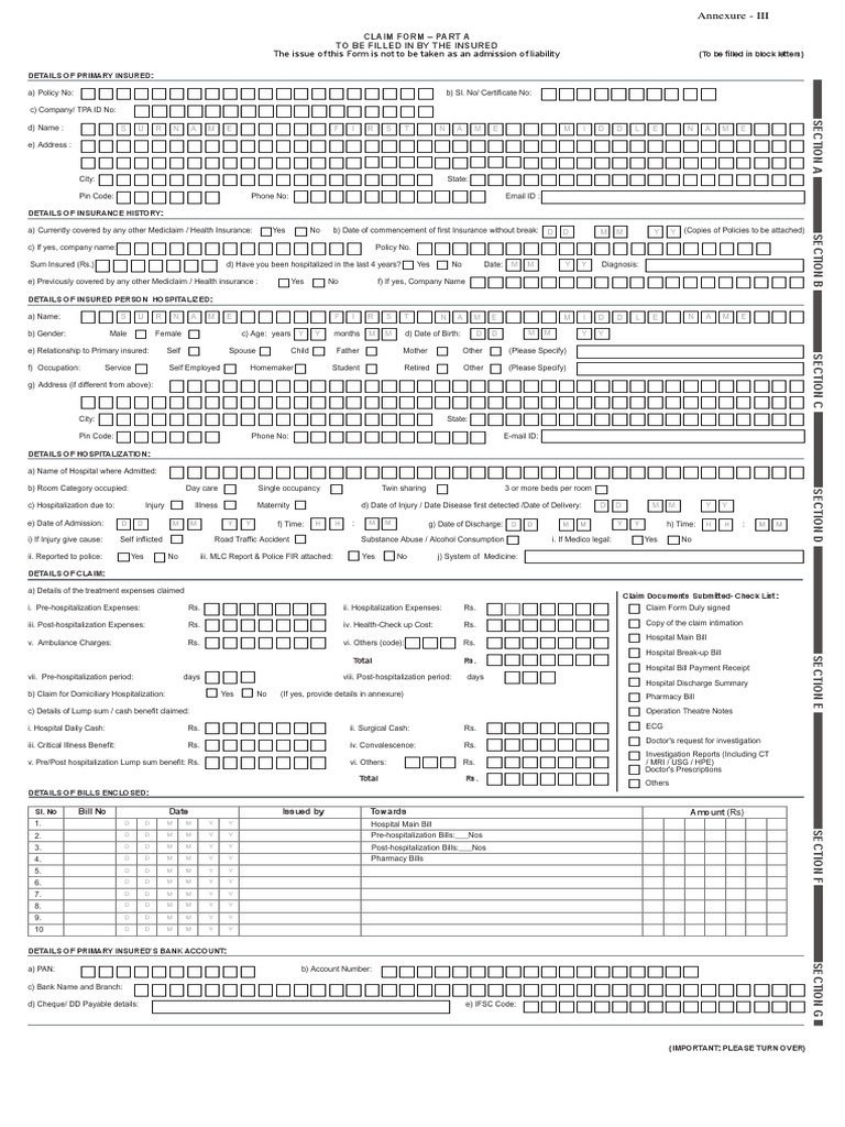 Claim Form | PDF | International Statistical Classification Of Diseases ...
