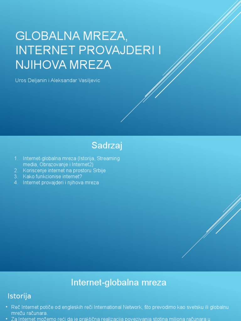 Globalna Mreza, Internet Provajderi I Njihova Mreza | PDF