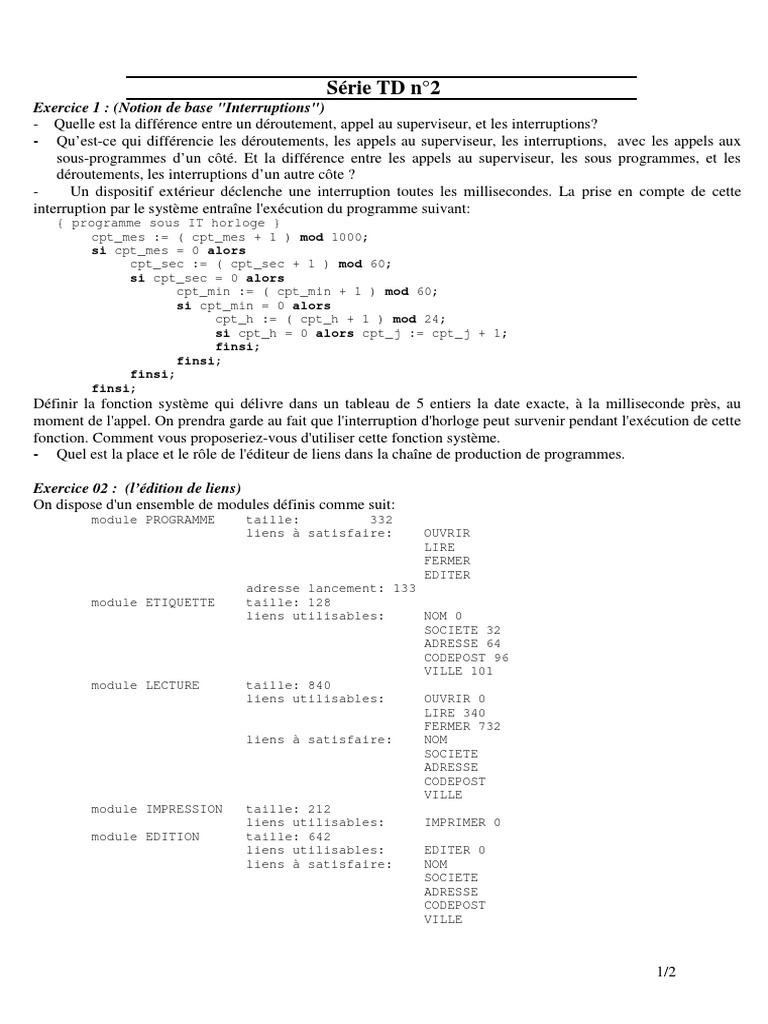 TD02 - Se | PDF | Programme informatique | Programmation
