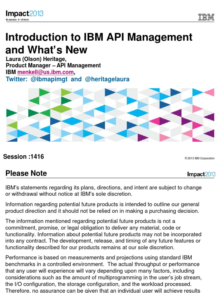 Introduction To IBM API Management and What 'S New: Twitter: @ibmapimgt and @heritagelaura | PDF ...