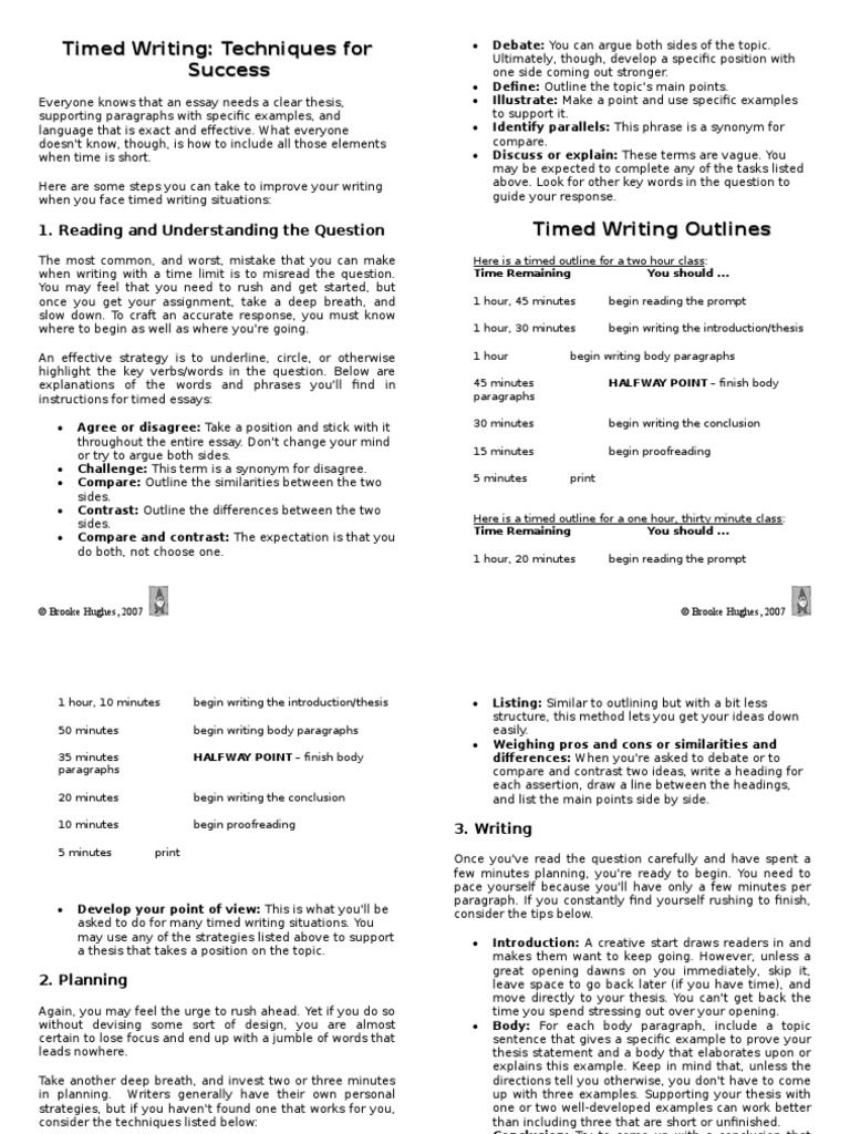 Timed Writing: Techniques For Success | PDF | Proofreading | Thesis
