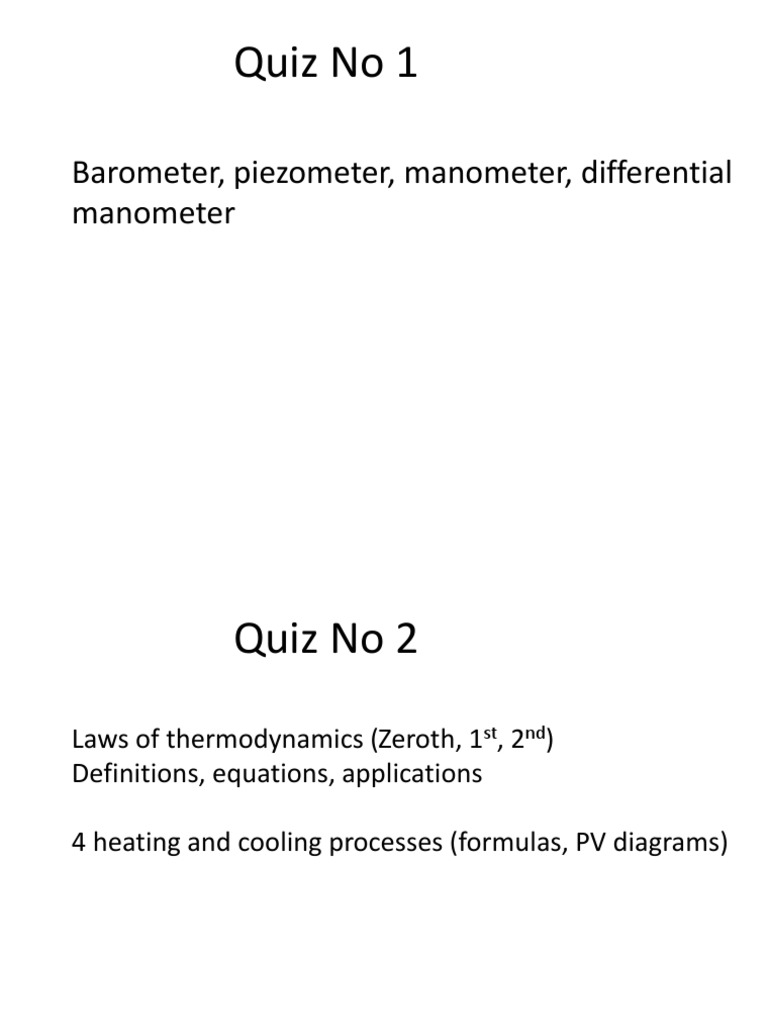 Quiz No 1: Barometer, Piezometer, Manometer, Differential Manometer | PDF | Belt (Mechanical) | Gear