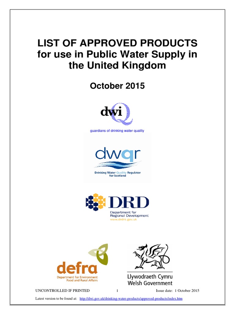 UK Water Approved Products | PDF | Water Treatment | Drinking Water
