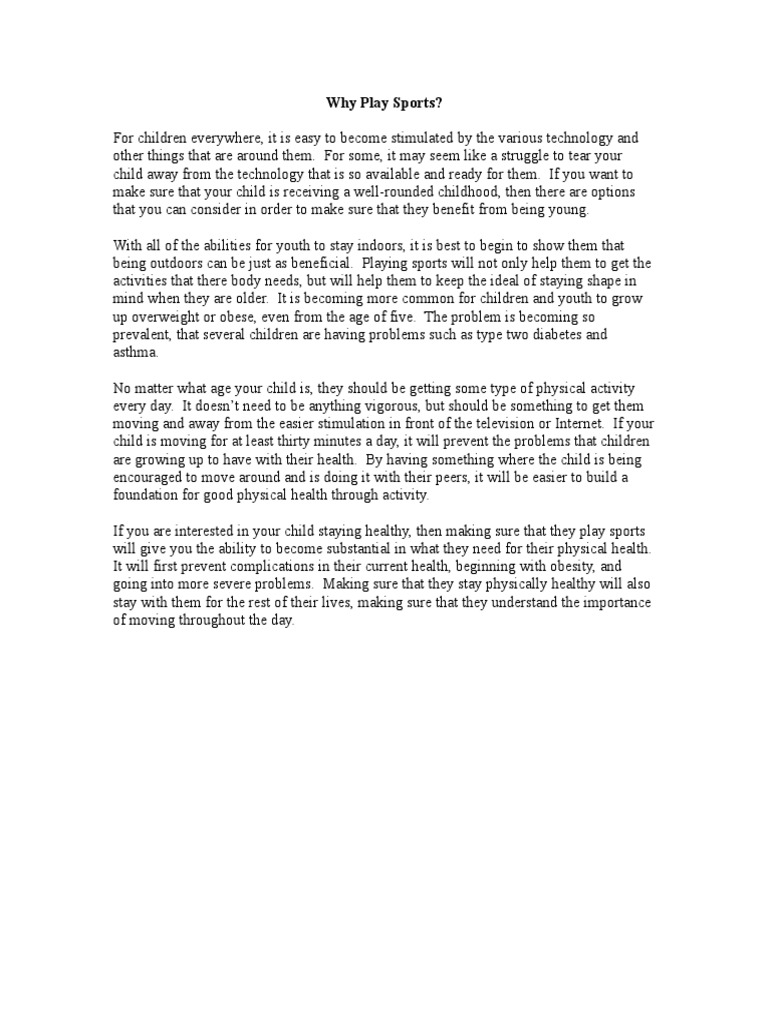 Why Play Sports | PDF