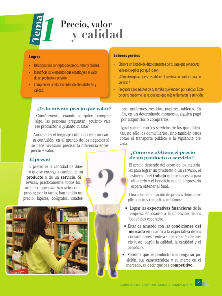 Precio, Valor y Calidad en Productos | PDF | Producto (Negocio ...