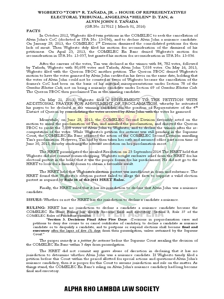 Alpha Rho Lambda Law Society | PDF | Certiorari | Treaty