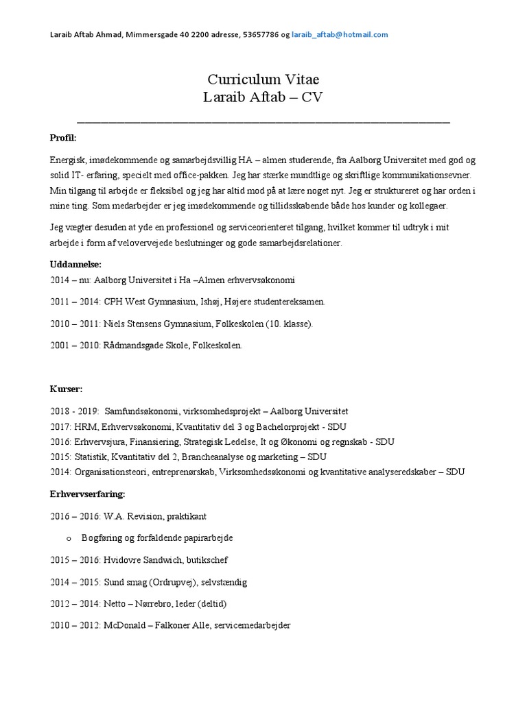 CV - Mth. | PDF