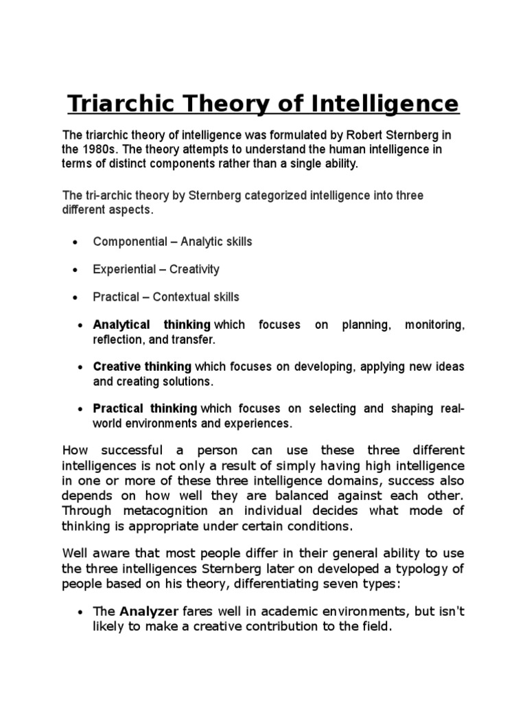 Robert Sternberg Triarchic Theory
