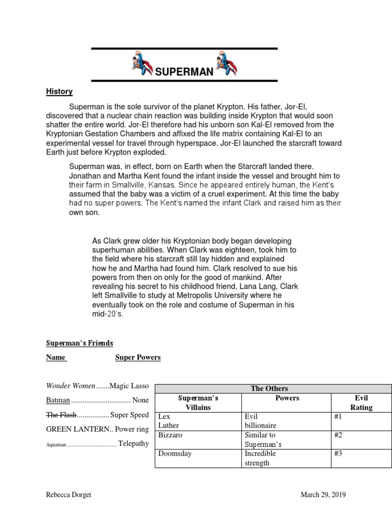 Superman Practise For Word Computer Test 1 1 | PDF | Superman | Warner ...