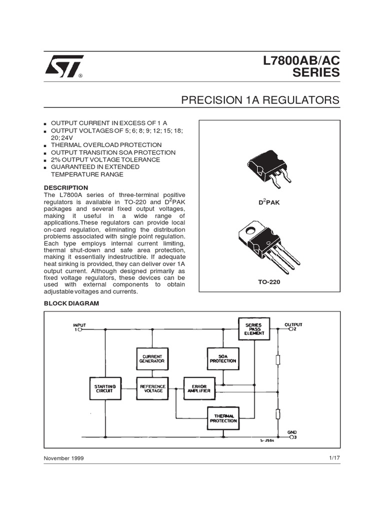 Datasheet L7805 A B2T DPACK | PDF | Power Supply | Capacitor