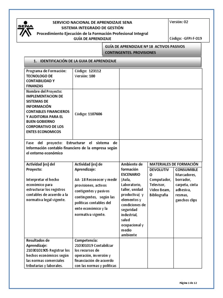 GUIA 18 - Pasivos-Activos Contingentes y Provisiones | PDF | Contador ...