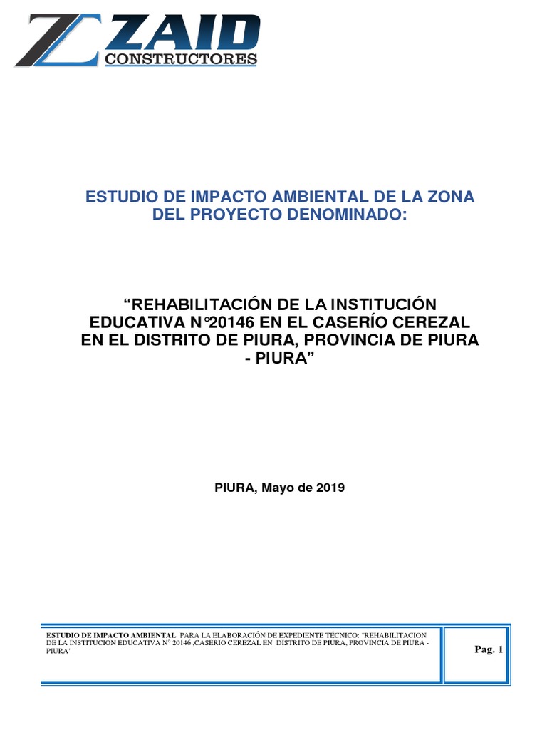 Informe de Impacto Ambiental | Evaluación de impacto ambiental | Residuos