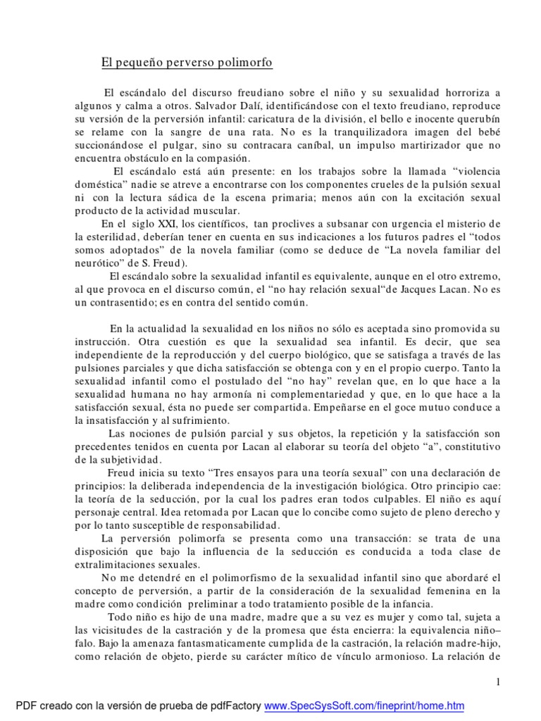 Bermant Clara. El Pequeno Perverso Polimorfo | PDF | Jacques Lacan ...
