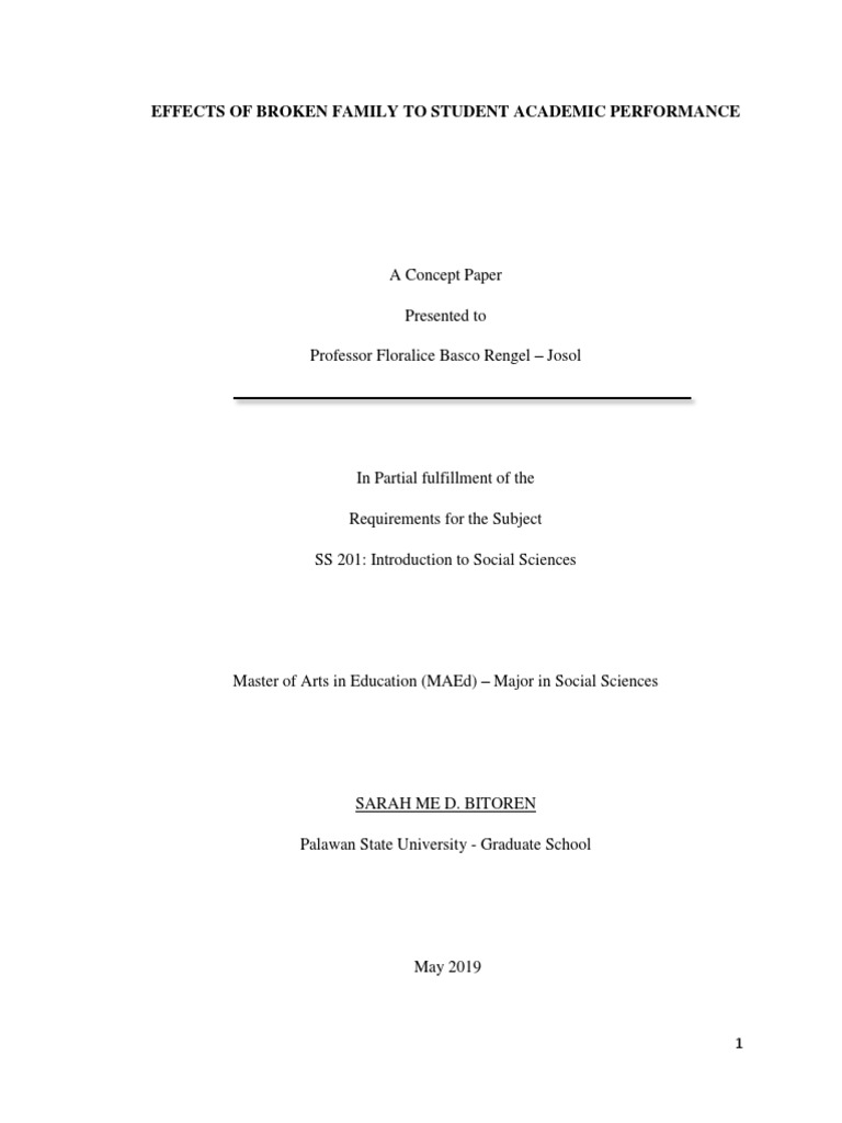 Effects of Broken Family To Students Academic Performance | PDF | Family | Questionnaire
