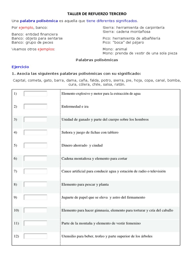 Taller de Refuerzo Tercero | PDF