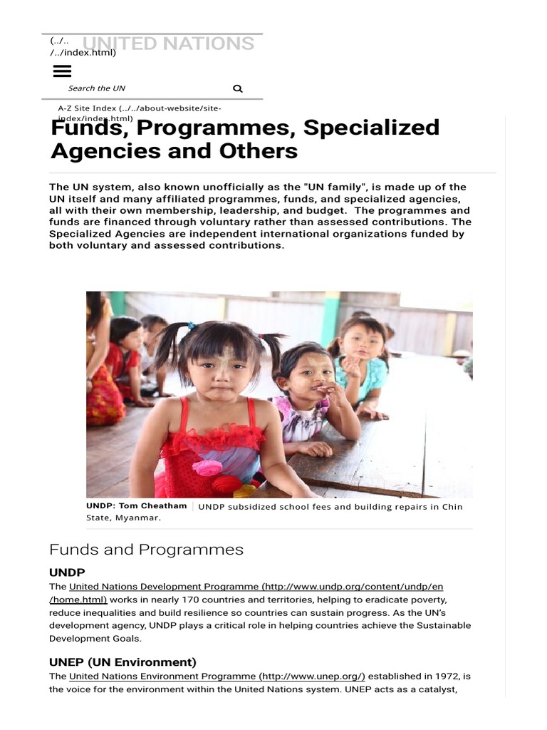 Funds Programmes Specialized Agencies and Others United Nations | PDF ...