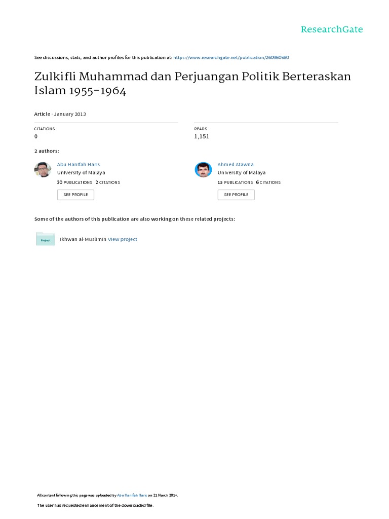 Zulkifli Muhammad's Islamic Political Struggle | PDF | Malaysia | Islam ...