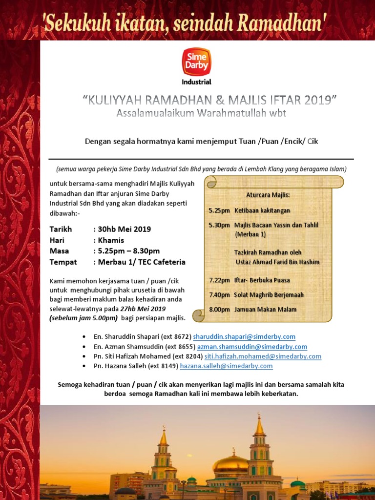 Kuliyyah Ramadhan & Majlis Iftar 2019 | PDF