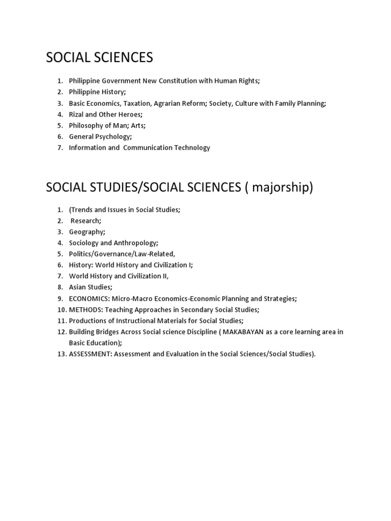 SOCIAL SCIENCES - Lecture Outline 2019 | PDF