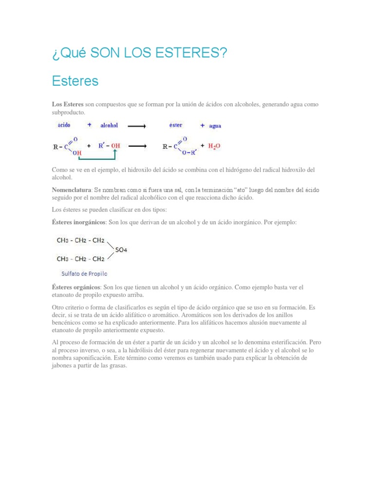 Qué Son Los Esteres | PDF | Ester | Química Orgánica