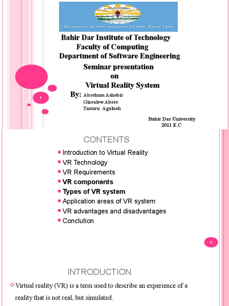 Virtual Reality System Seminar Overview Pdf Virtual Reality