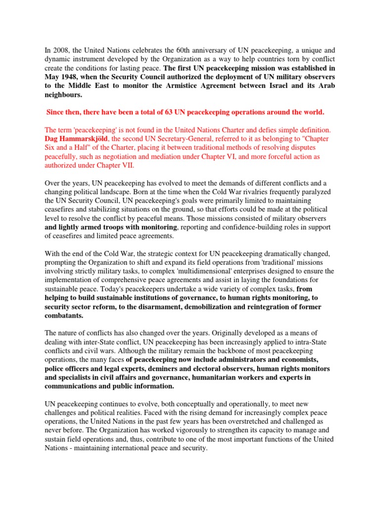 UN Peacekeeping: History and Impact | PDF | Peacekeeping | United Nations