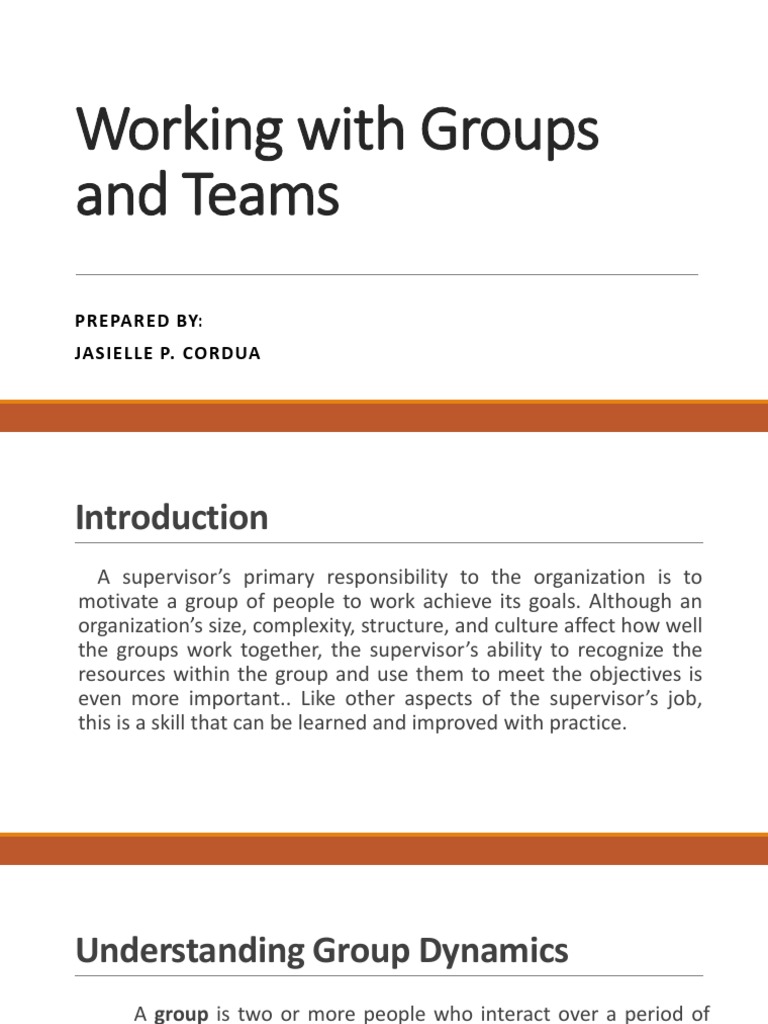 Working With Groups and Teams | PDF | Goal | Employment