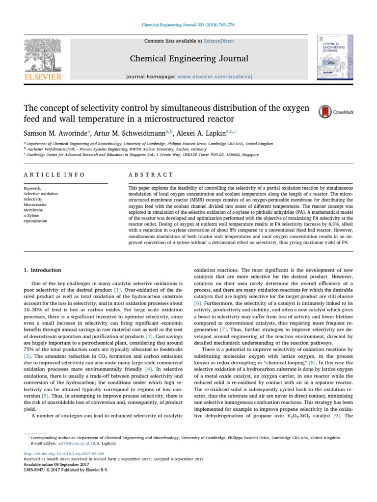 Chemical Engineering Journal: Articleinfo | PDF | Chemical Reactor ...