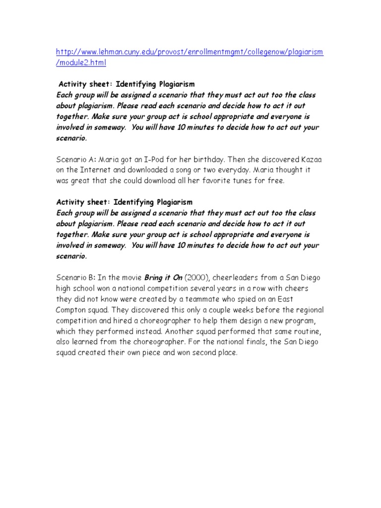 module2.html: Activity Sheet: Identifying Plagiarism | PDF | Plagiarism