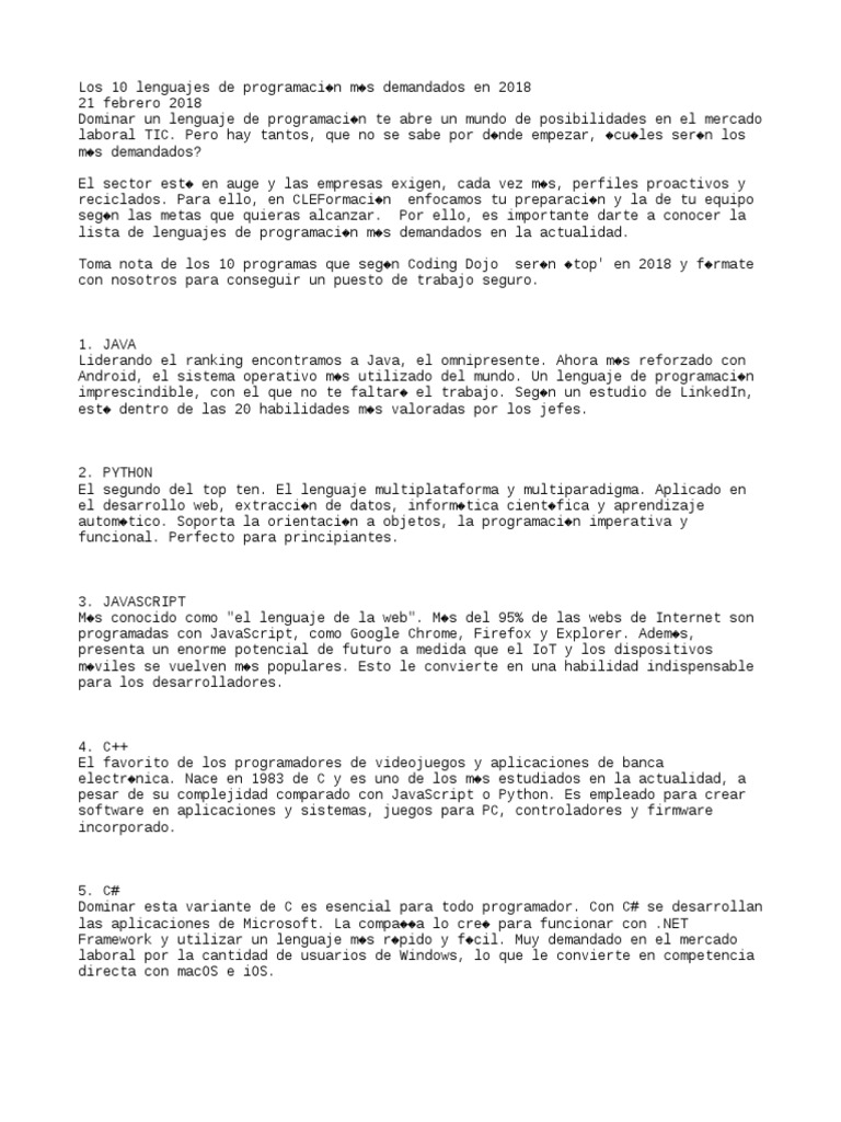 Lenguajes de Programación Mas Utilizados | PDF | Mac OS | Microsoft Windows