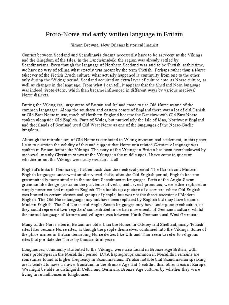 Proto-Norse and Early Written Language in Britain | PDF | Runes ...