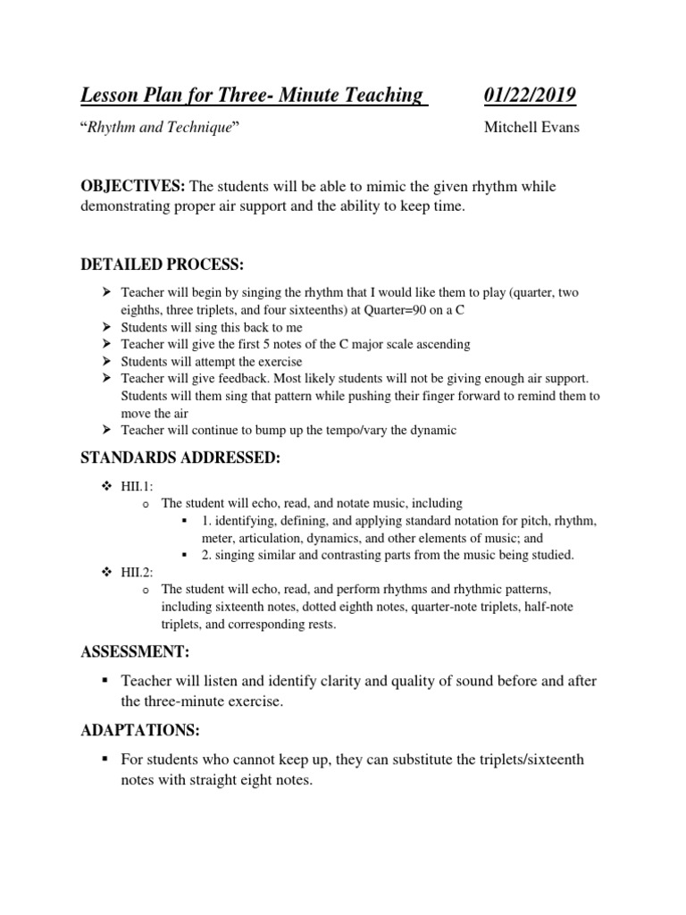 3 Minute Lesson Plan | PDF
