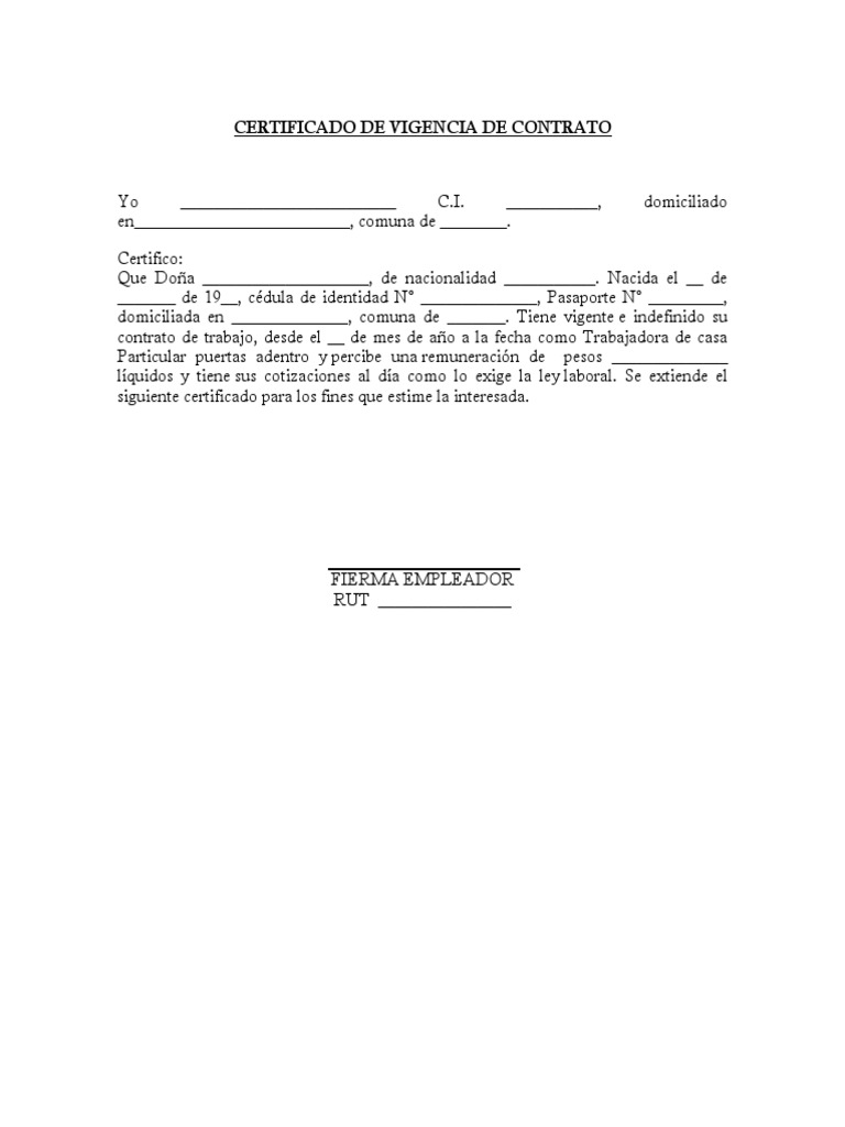 Certificado de Vigencia de Contrato | PDF