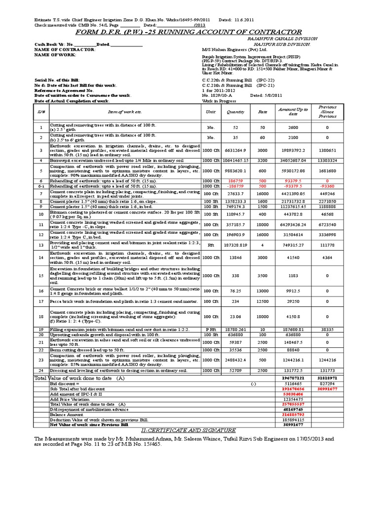 22th Running Bill PCKG 3 | PDF | Concrete | Soil