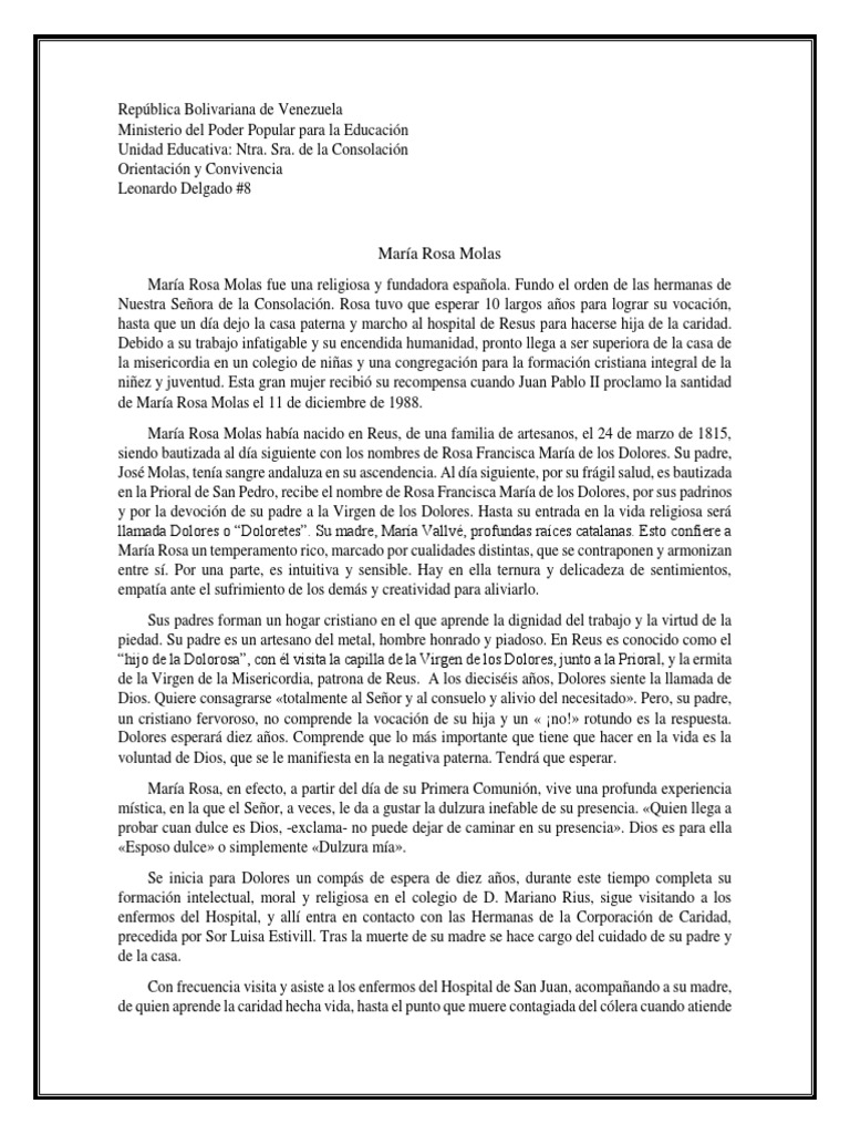 Maria Rosa Molas | PDF | Iglesia Católica | Papa