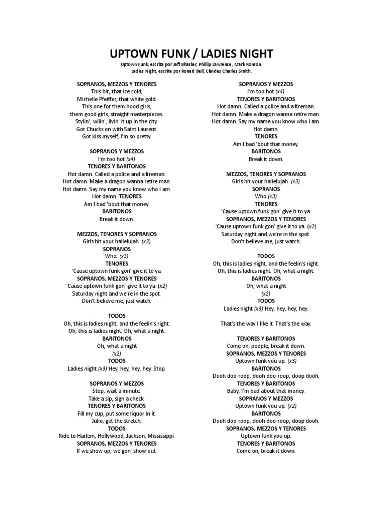 Uptown Funk (Letra) | PDF | Grammy Awards | African American Music