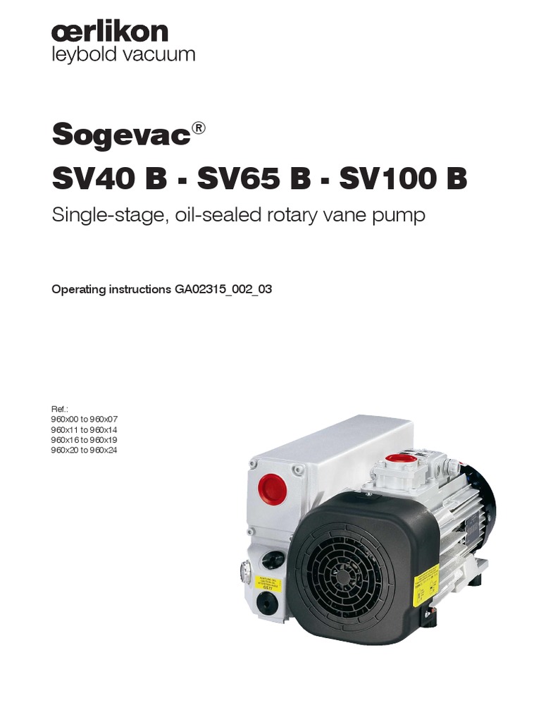 Sv40 100b Manual | PDF | Vacuum | Pump